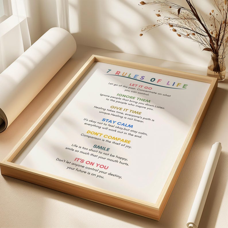 Rules of Life Affirmations Poster,therapy Office Decor,feelings Print ...