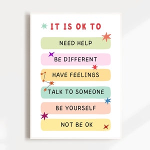 It's OK to Digital Poster Positive Affirmations Decor Mental Health ...