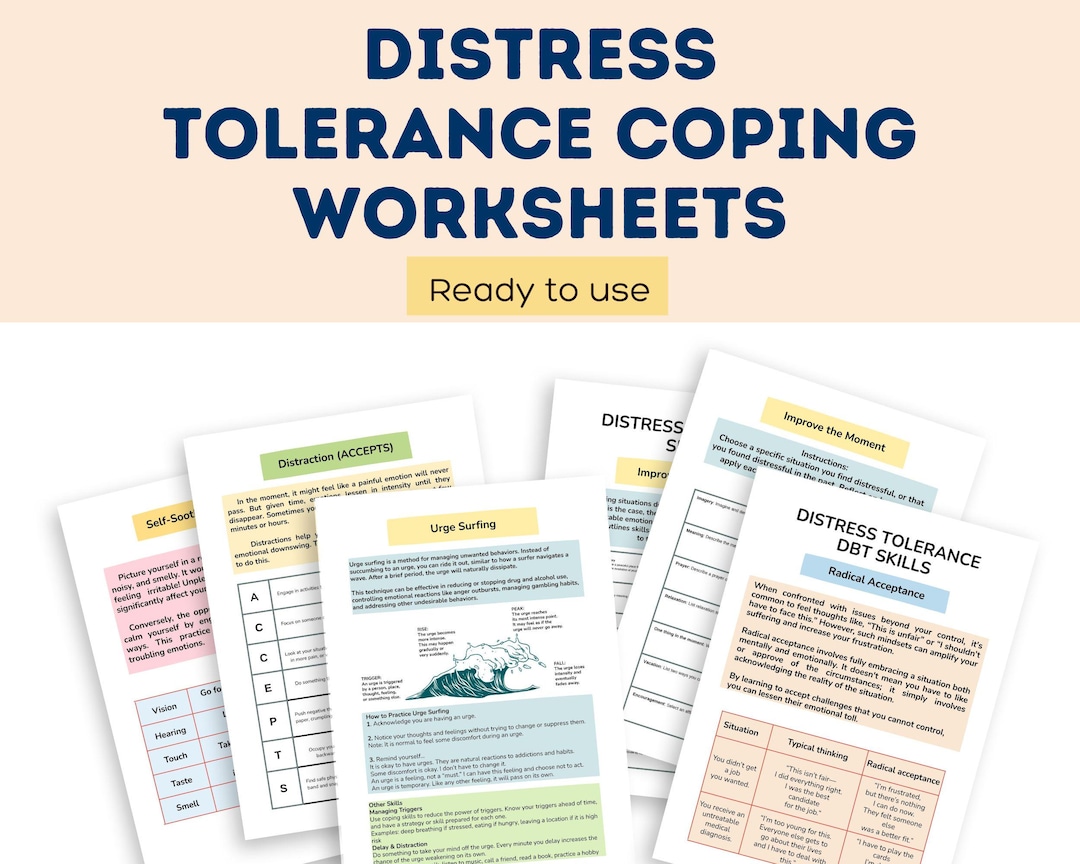 6 Distress Tolerance Coping Skills Worksheets DBT Dialectical Behavior ...