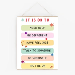 It's OK to Digital Poster Positive Affirmations Decor Mental Health ...