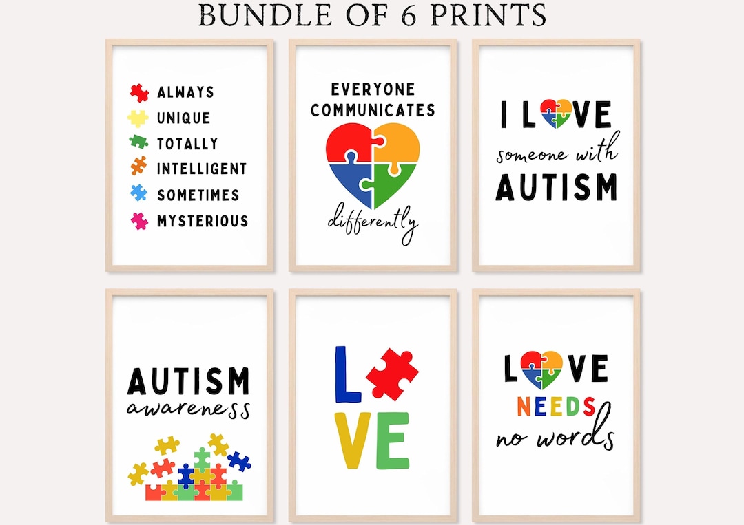Autism Awareness Posters Set of 6,neurodiversity Inclusion ADHD Art ...