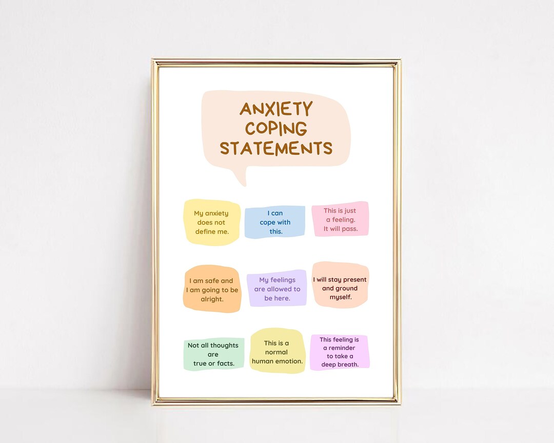 Anxiety Coping Statements Digital Poster,anxiety Help Mental Health ...