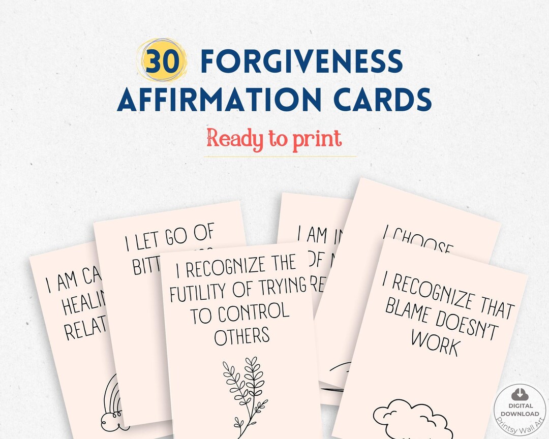 Forgiveness Affirmation Cards Motivational Tools Therapy Printables ...
