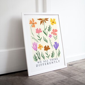 We All Think Differently Neurodiversity Poster,office Decor Therapy ...