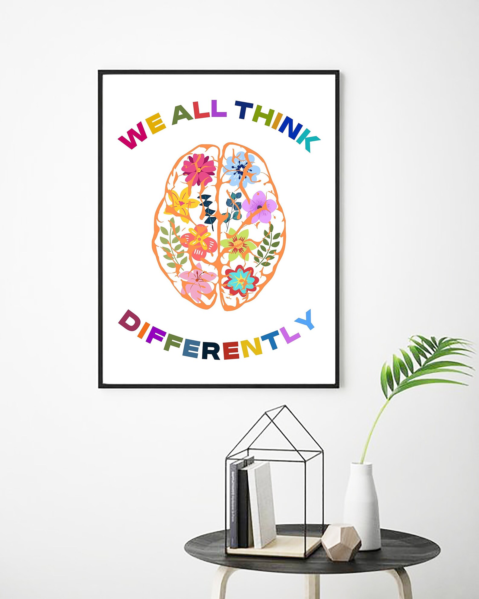 Neurodiversity Poster,we All Think Differently Digital Print,brain Art ...