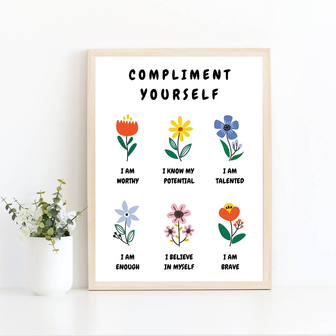 Daily Positive Affirmations Digital Poster,self-talk Print,mental ...