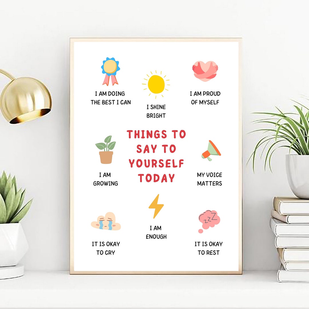 Things to Say Positive Affirmation Digital Poster,mental Health Art ...