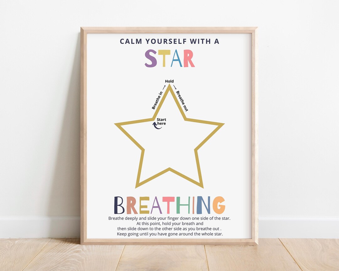 Calming Corner Print Star Breathing Poster Therapy Office Decor Mental ...