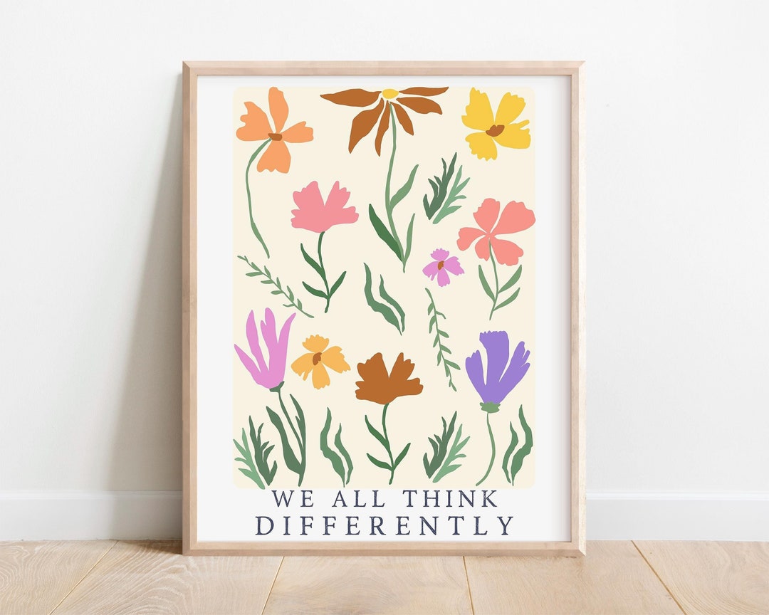 We All Think Differently Neurodiversity Poster,office Decor Therapy ...
