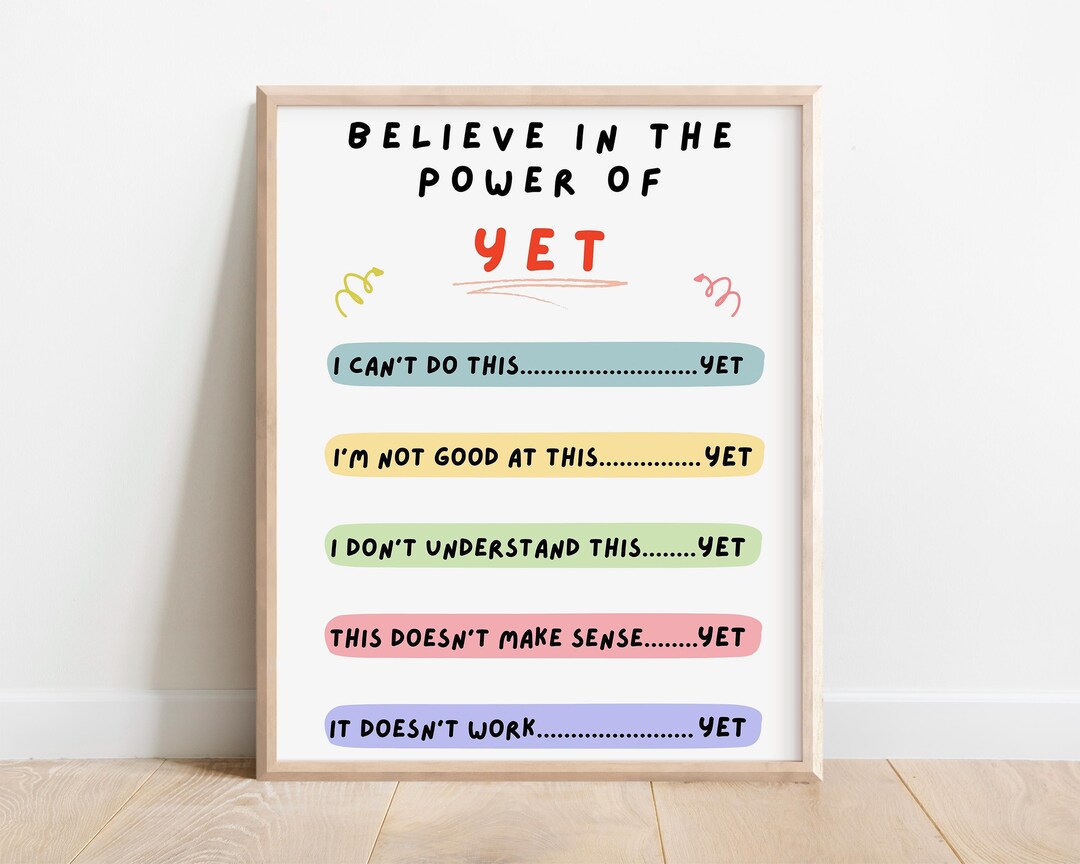 The Power of yet Bulletin Board Poster,therapy Office Decor,growth ...