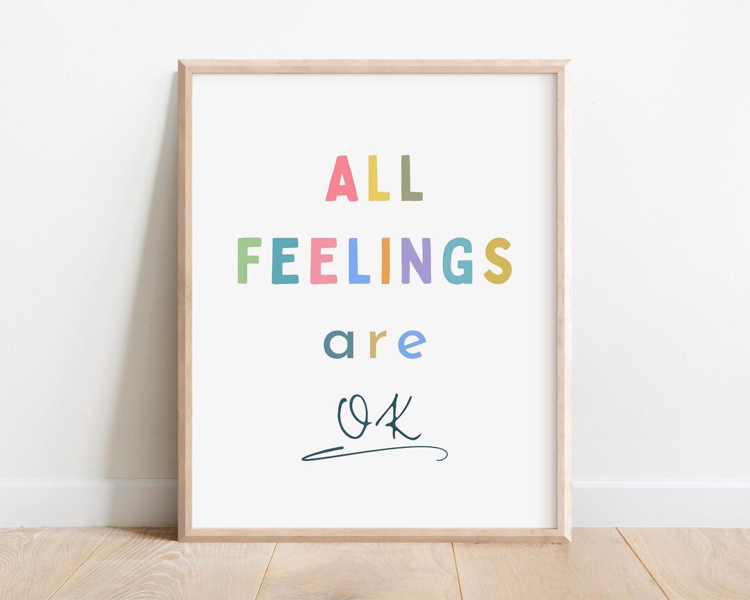 All Feelings Are Ok Poster Therapy Office Decor Feelings Chart Mental ...