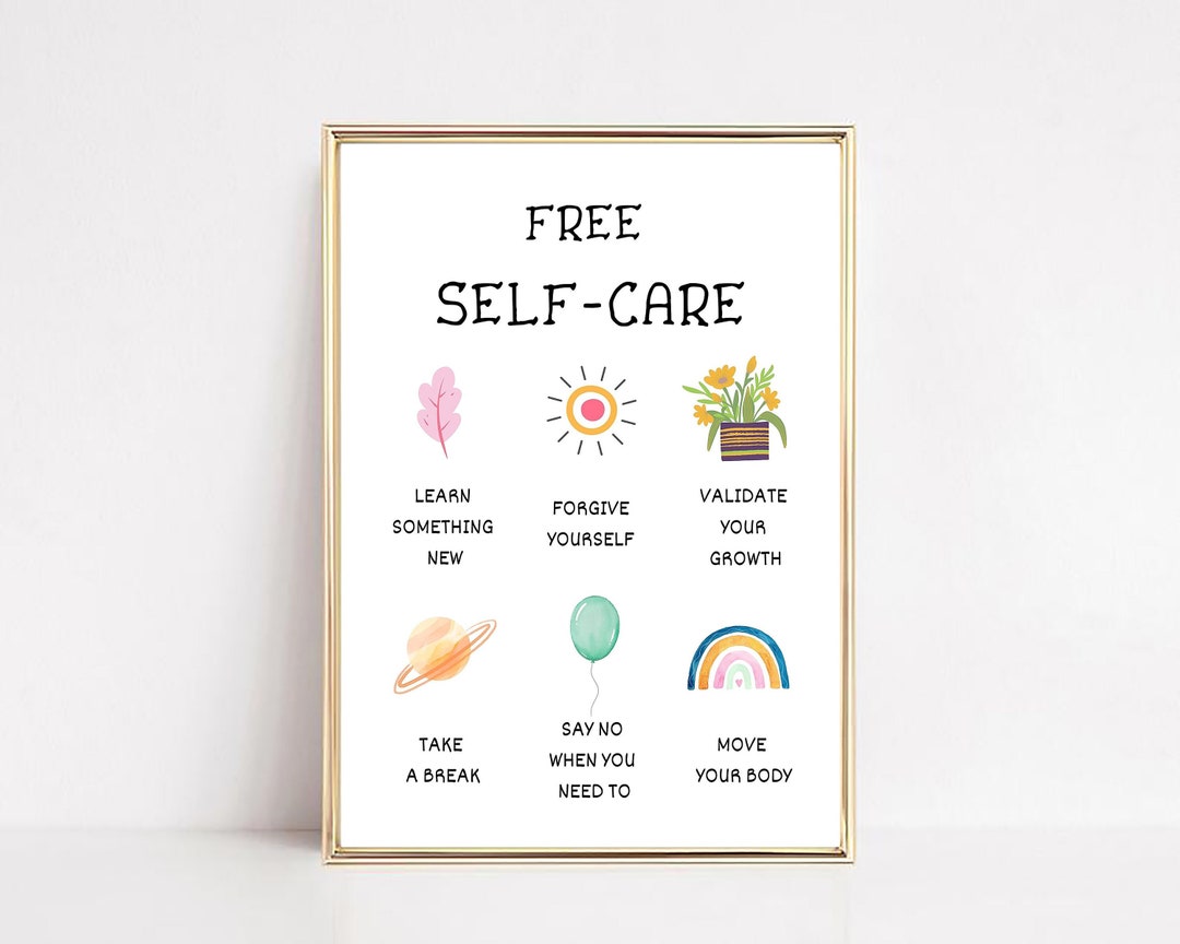 Self Care Digital Poster, Self Love Print, Mental Health Art, Well ... Self Care Digital Poster, Self Love Print, Mental Health Art, Well ...