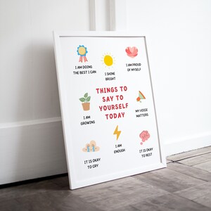 Things to Say Positive Affirmation Poster Growth Mindset Mental Health ...