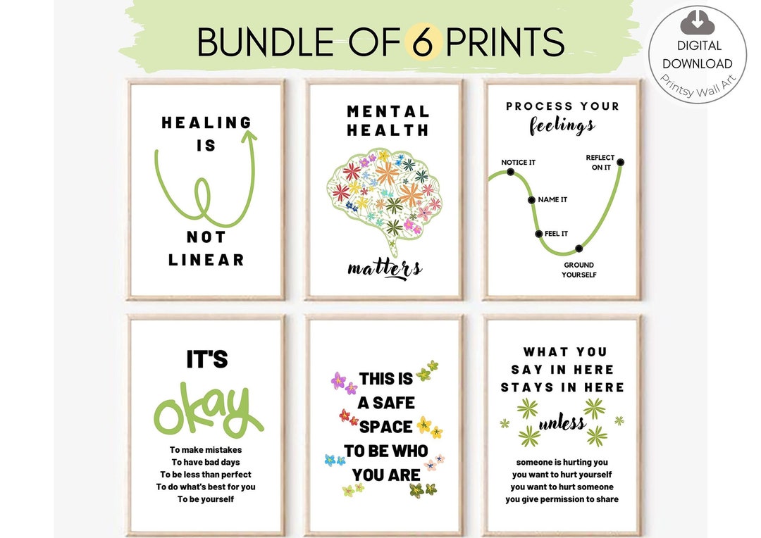 Therapy Bundle Set of 6,6 Counseling Posters,mental Health Prints ...
