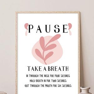 Pause Breathing Technique Digital Printmindfulness - Etsy