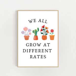 We All Grow Print: Therapy Office Decor, Motivational Poster (digital ...