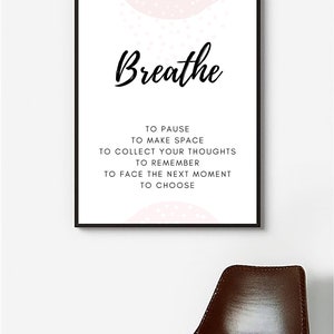 Breathing Therapy Printable, Mindfulness Poster, Counseling Office Wall ...