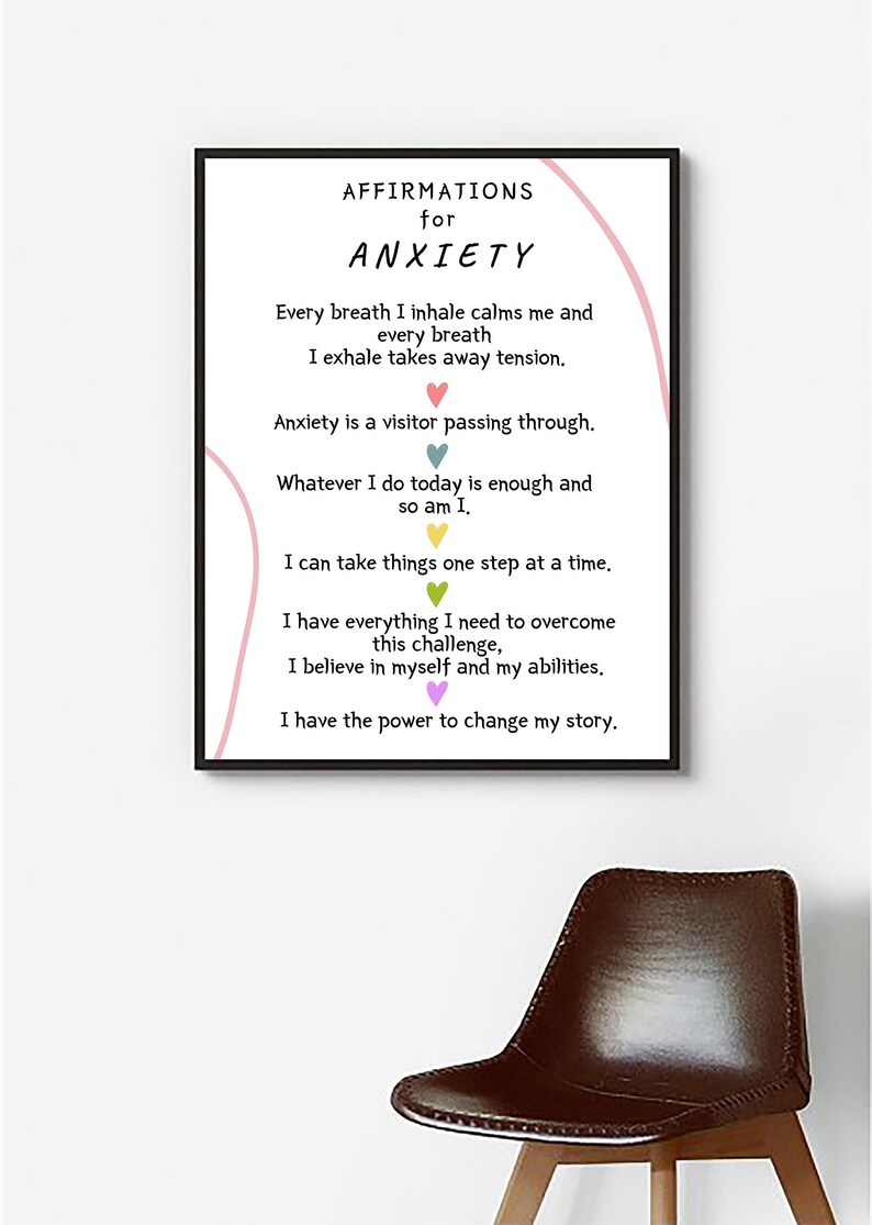 Positive Affirmations for Anxiety Digital Posterself-talk | Etsy