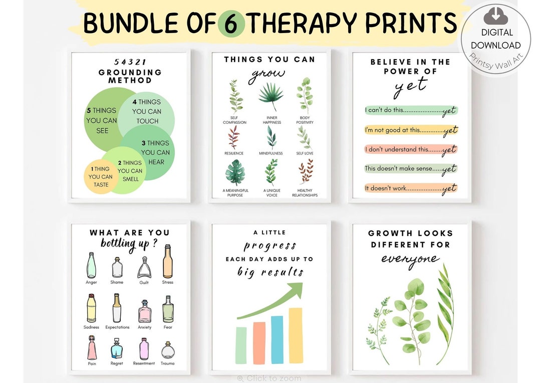 Therapist Office Decor Set,counselor Bundle Posters,mental Health Sign ...