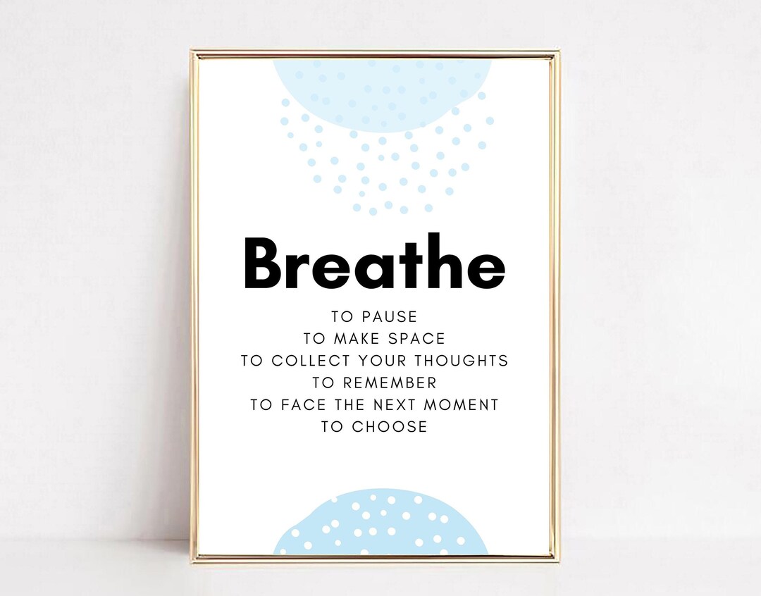 Breathe Therapy Office Poster,mindfulness Art,counseling Room Sign ...