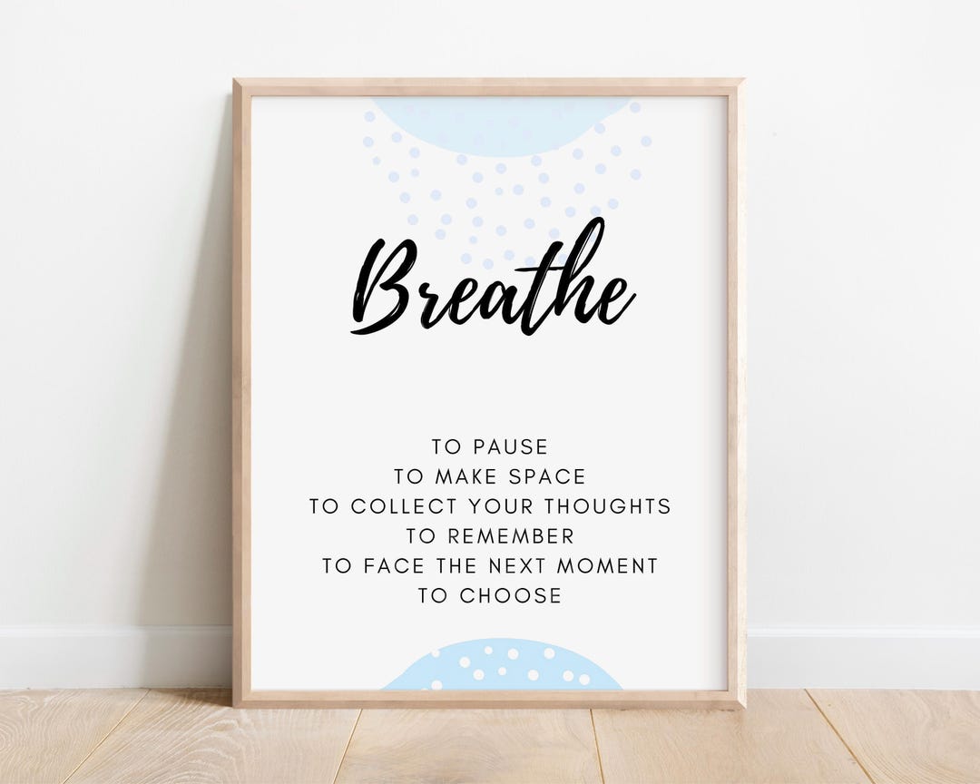 Breathe Calming Art Print: Mindfulness Exercise Poster (digital ...