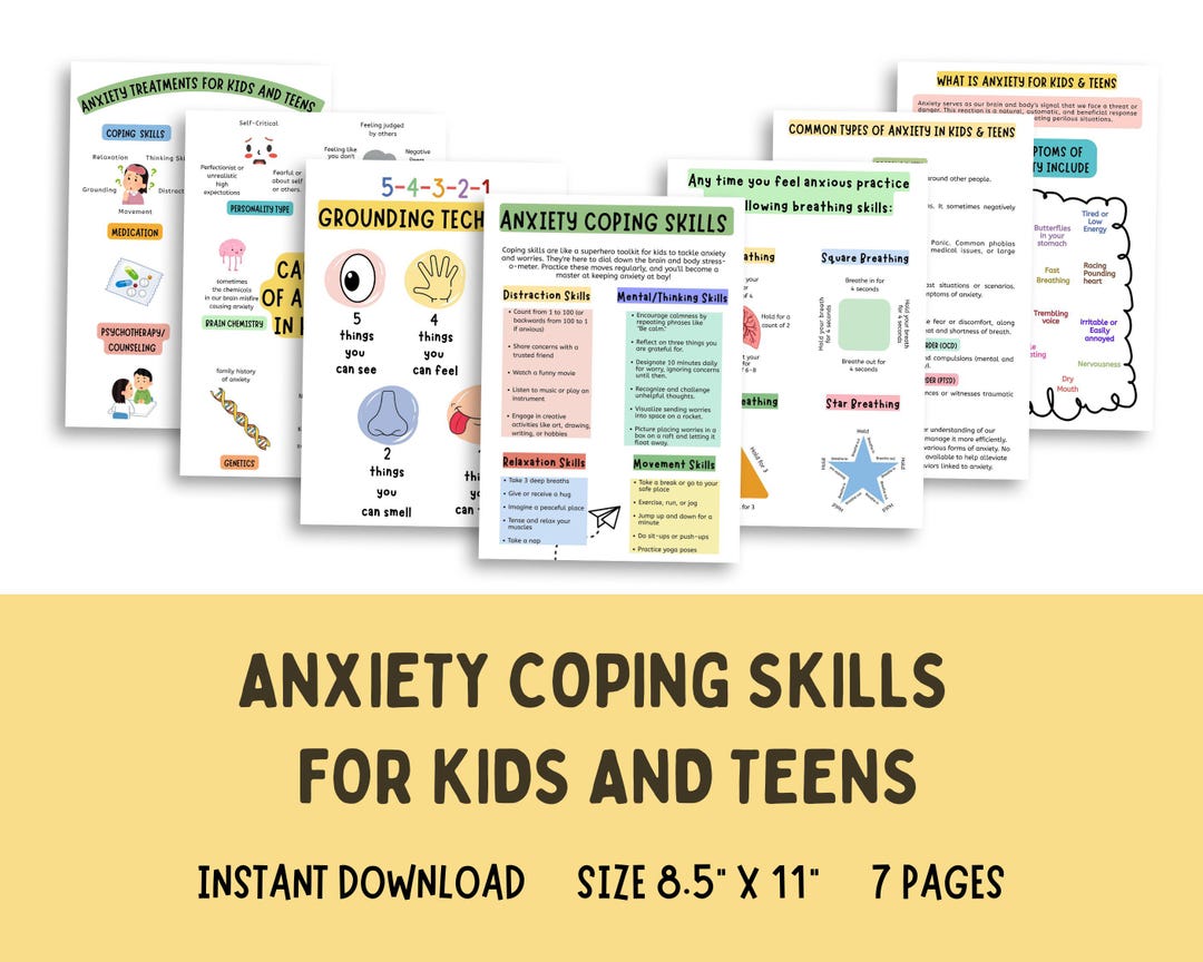 Anxiety Coping Worksheets for Kids Teens Therapy Worksheets Mental ...