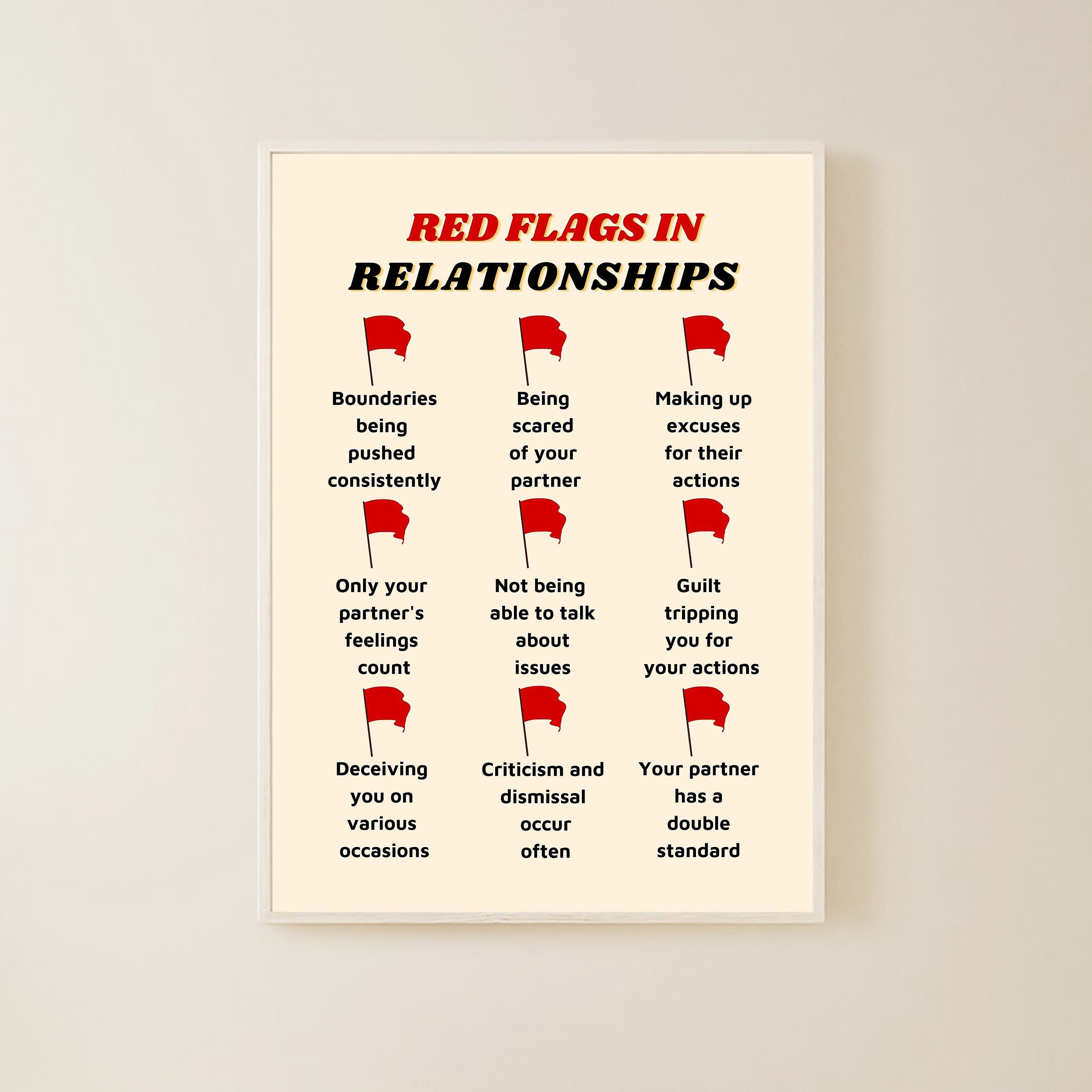 Red Flags in Relationships Digital Print Therapy Counselor - Etsy