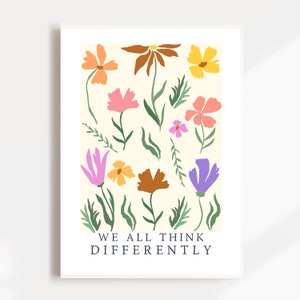 We All Think Differently Neurodiversity Poster,office Decor Therapy ...