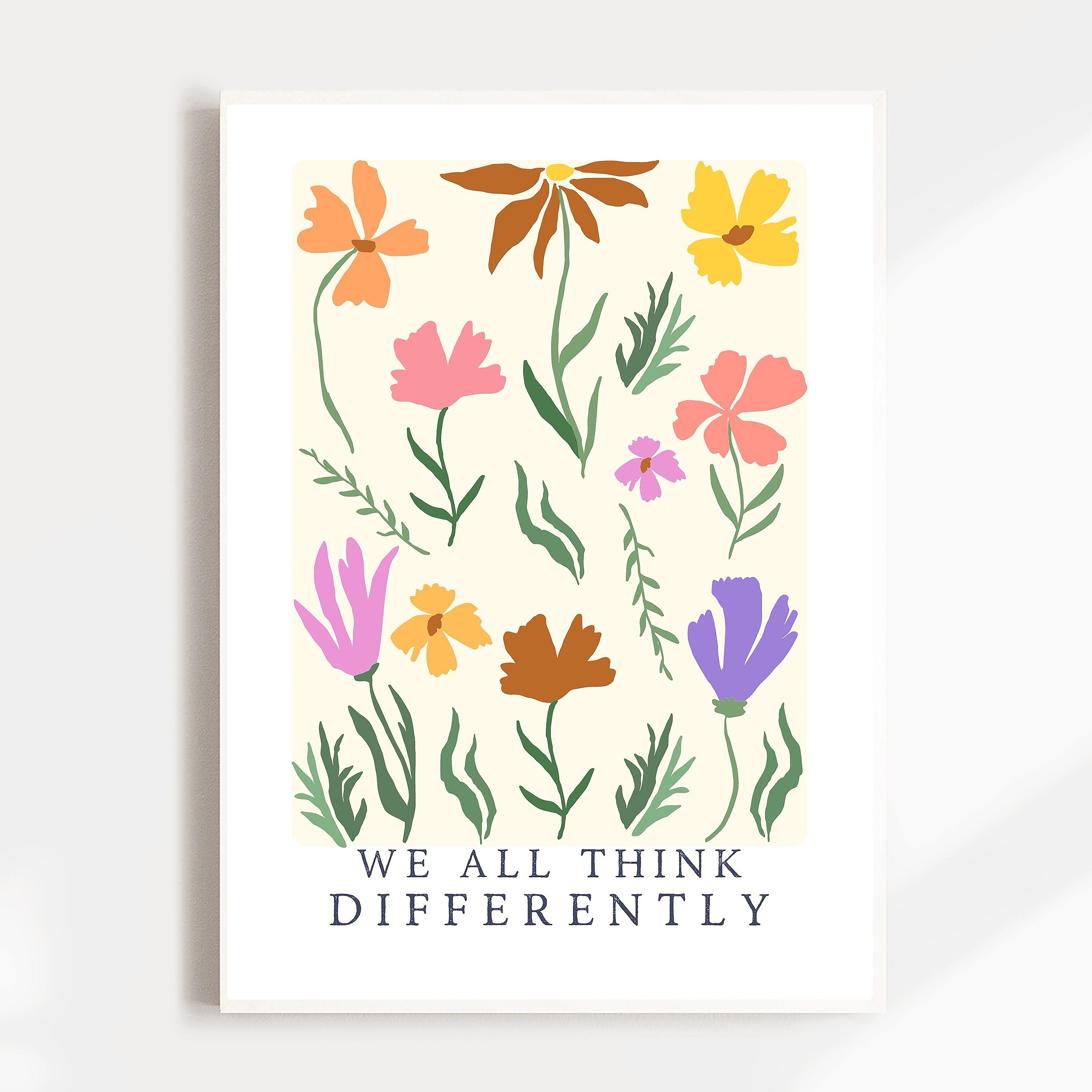 We All Think Differently Neurodiversity Poster,office Decor Therapy ...