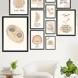 Boho Therapy Office Decor Posters,set of 11 Counseling Prints,therapist ...