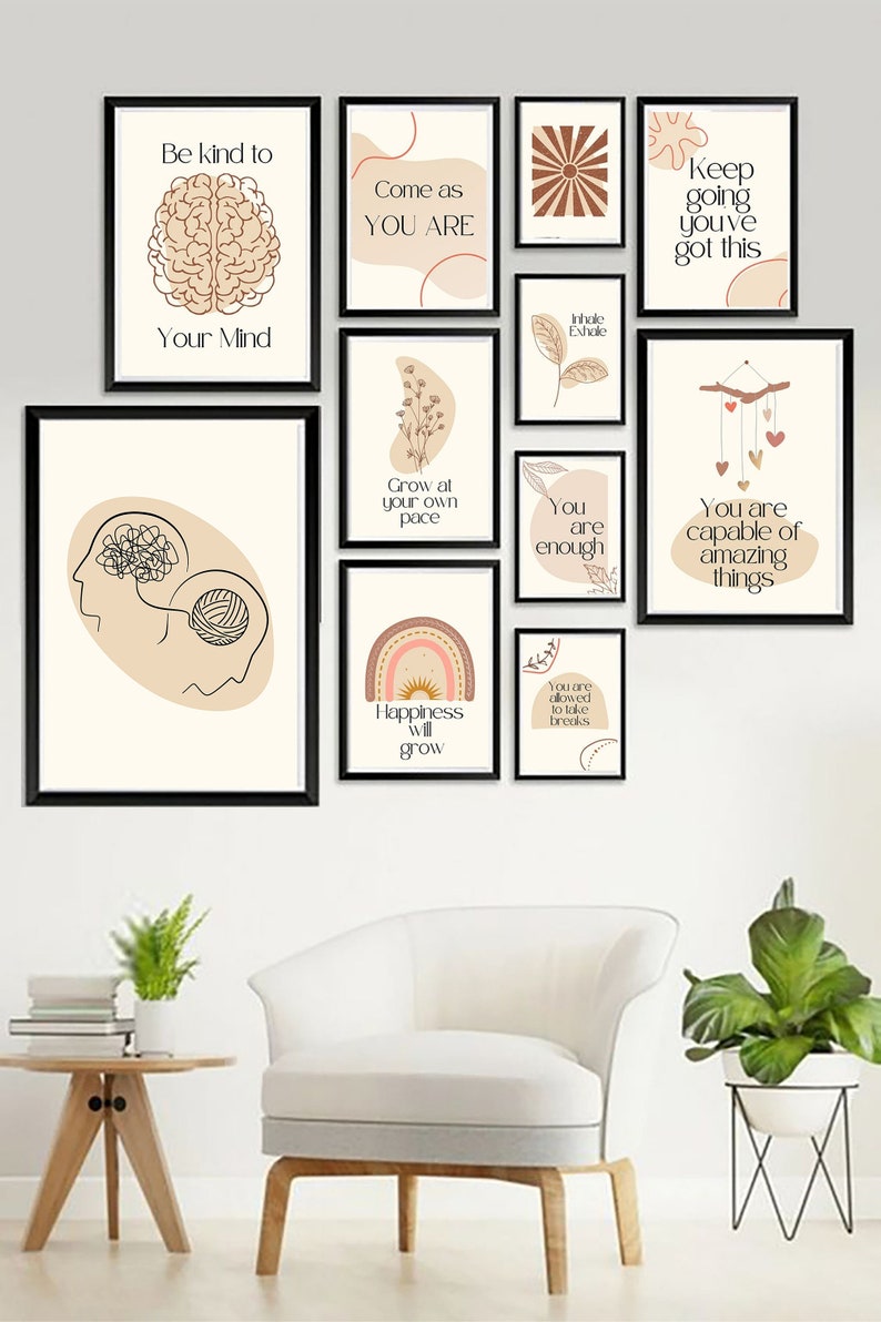 Boho Therapy Office Decor Postersset of 11 Counseling - Etsy