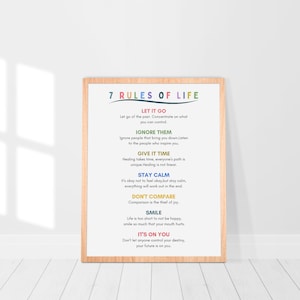 Rules of Life Affirmations Poster,therapy Office Decor,feelings Print ...