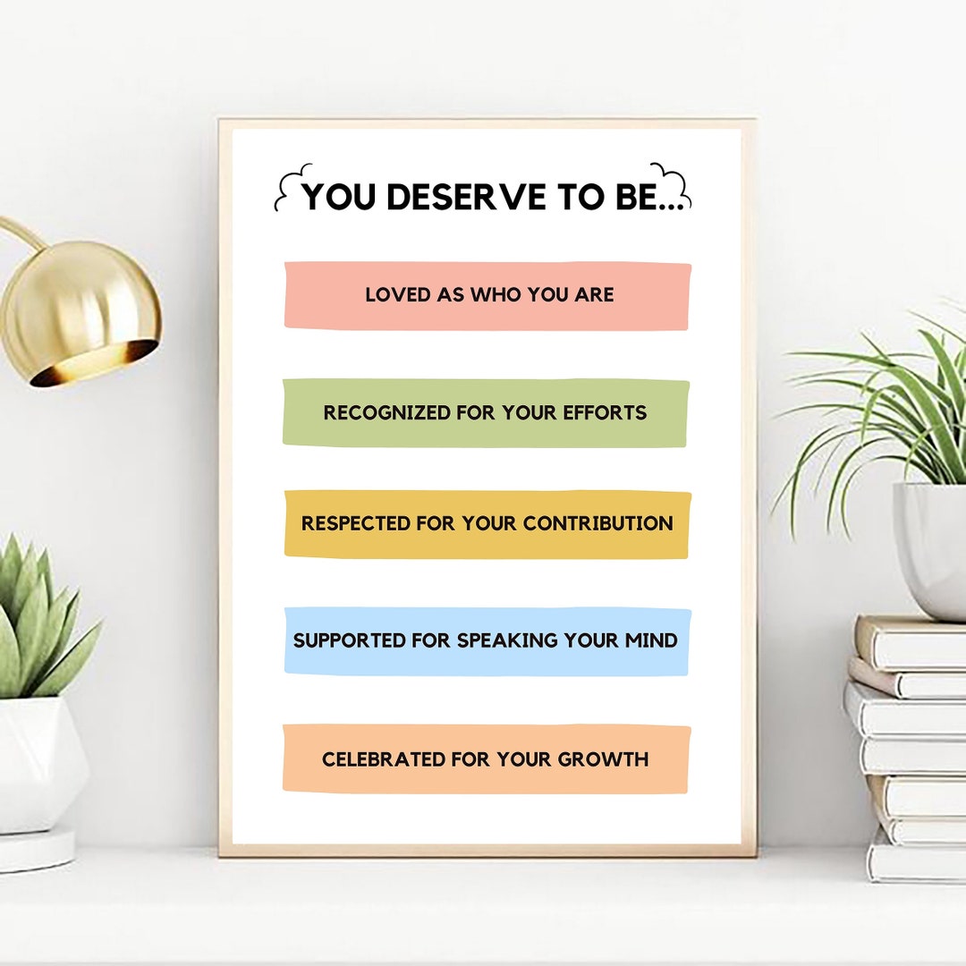 You Deserve Digital Poster,therapy Office Decor,happy Affirmations ...