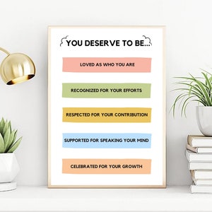 You Deserve Digital Poster,therapy Office Decor,happy Affirmations ...