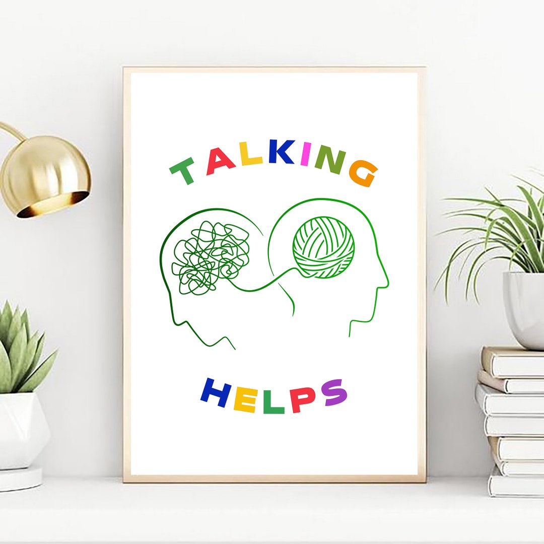 Talking Helps Digital Poster,therapy Office Decor,mental Health Print ...