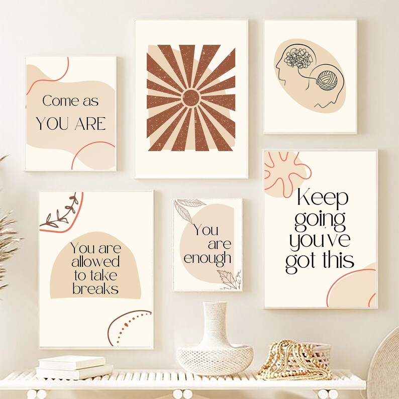 Boho Therapy Office Prints: Mental Health Posters, Set of 11 (digital ...