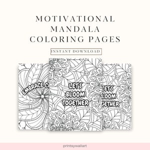 Set 10 Therapy Mental Health Mandala Coloring Pages,anxiety Relief ...