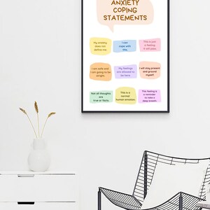 Anxiety Coping Statements Digital Poster,anxiety Help Mental Health ...