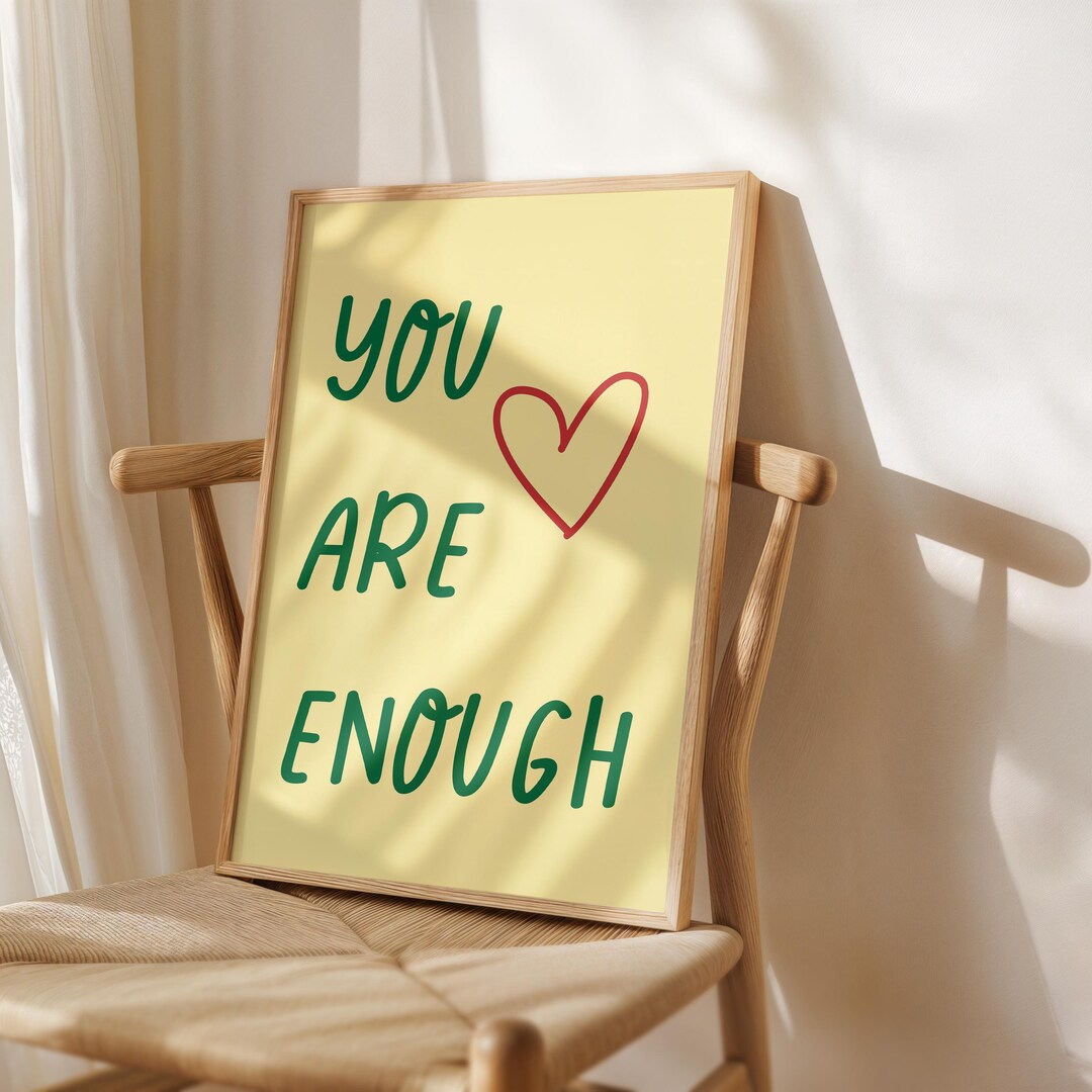 You Are Enough Digital Poster Therapy Office Wall Art Mental Health ...