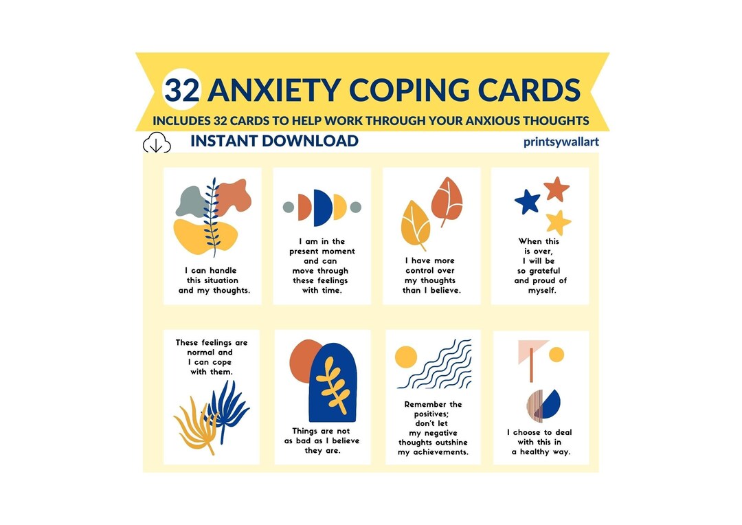 Anxiety Coping Cards Affirmation Cards Therapy Tools Mental Health Art ...