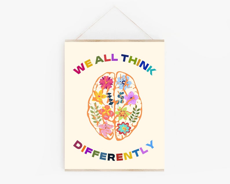 Neurodiversity Digital Poster,we All Think Differently Print,brain Art ...