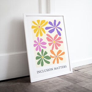 Inclusion Matters Floral Poster,counselor Office Decor,flowers ...