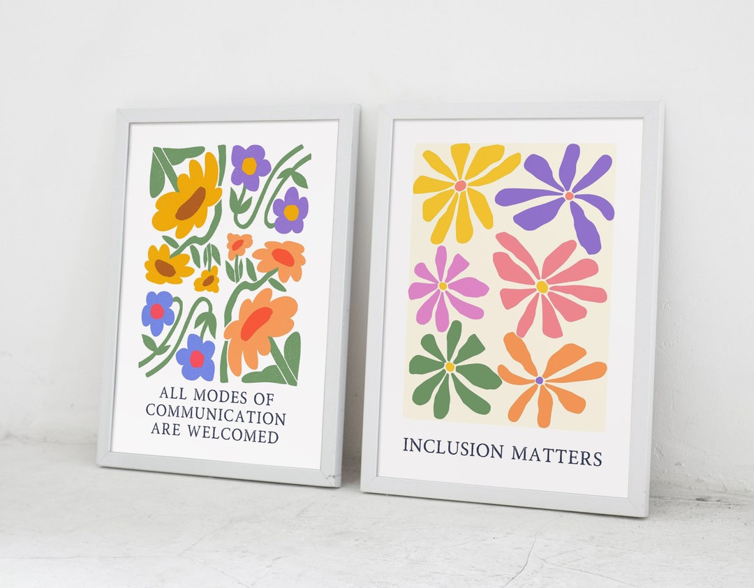 Inclusion Flower Art Prints: Equality Counselor Office Decor (set of 2 ...