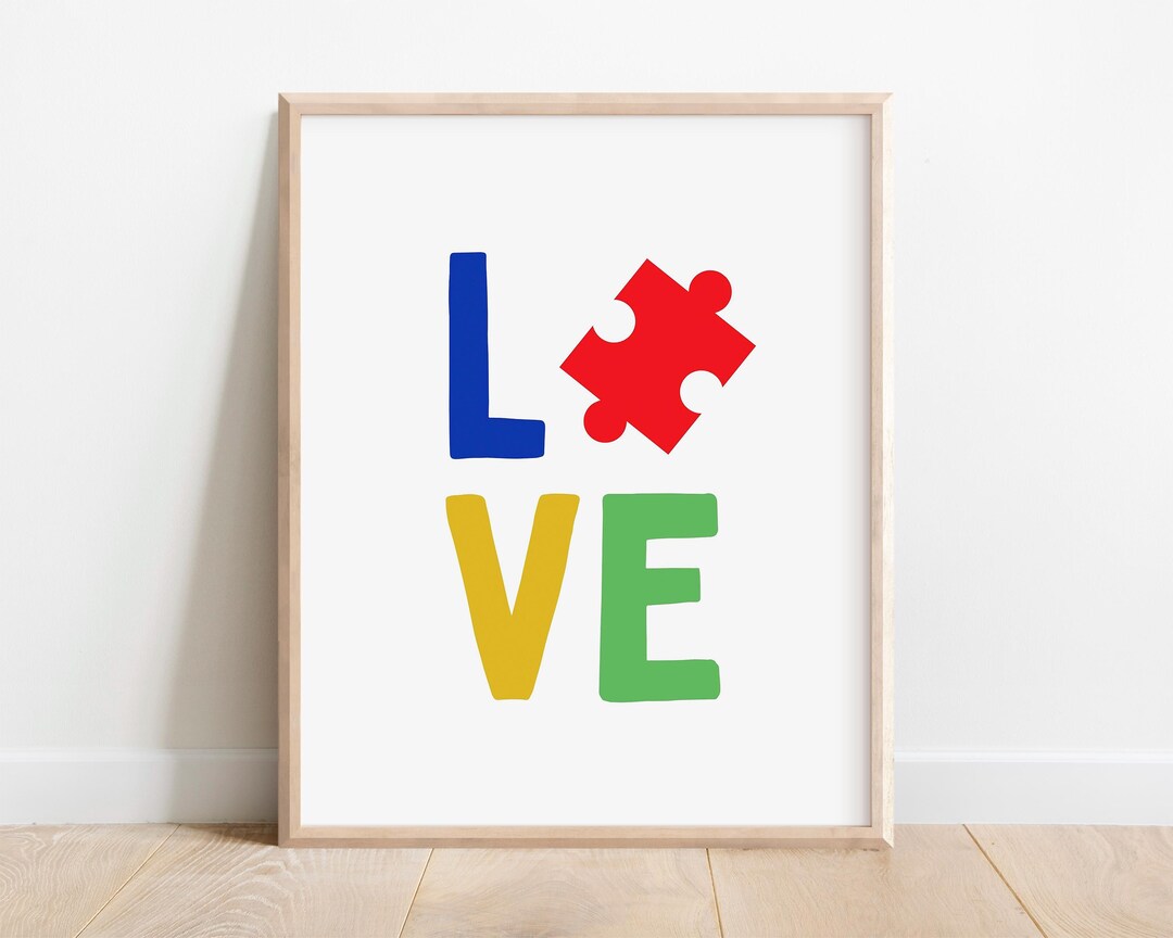 Autism Awareness Poster,love Puzzle Piece Print,neurodiverse Therapy ...