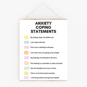Anxiety Coping Statement Digital Poster,therapy Office Decor,anxiety ...