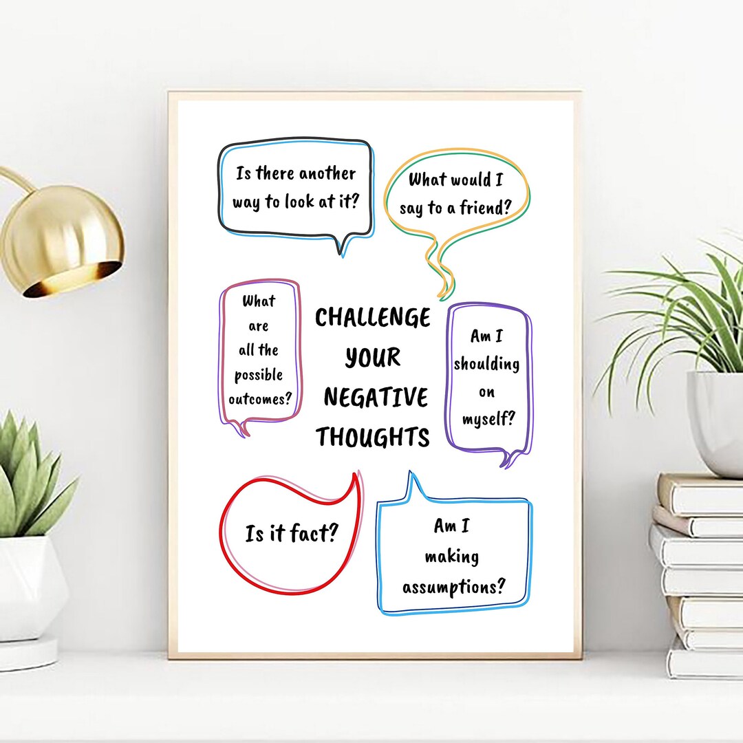 Cognitive Behavioural Therapy Print,negative Thoughts Poster,therapist ...