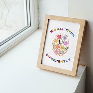 Neurodiversity Poster,we All Think Differently Digital Print,brain Art ...