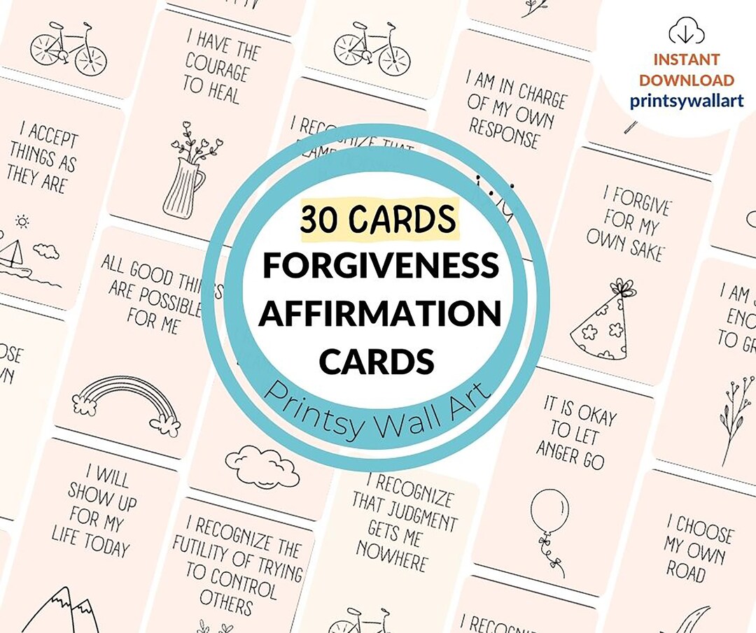 Forgiveness Affirmation Cards Motivational Tools Therapy Printables ...
