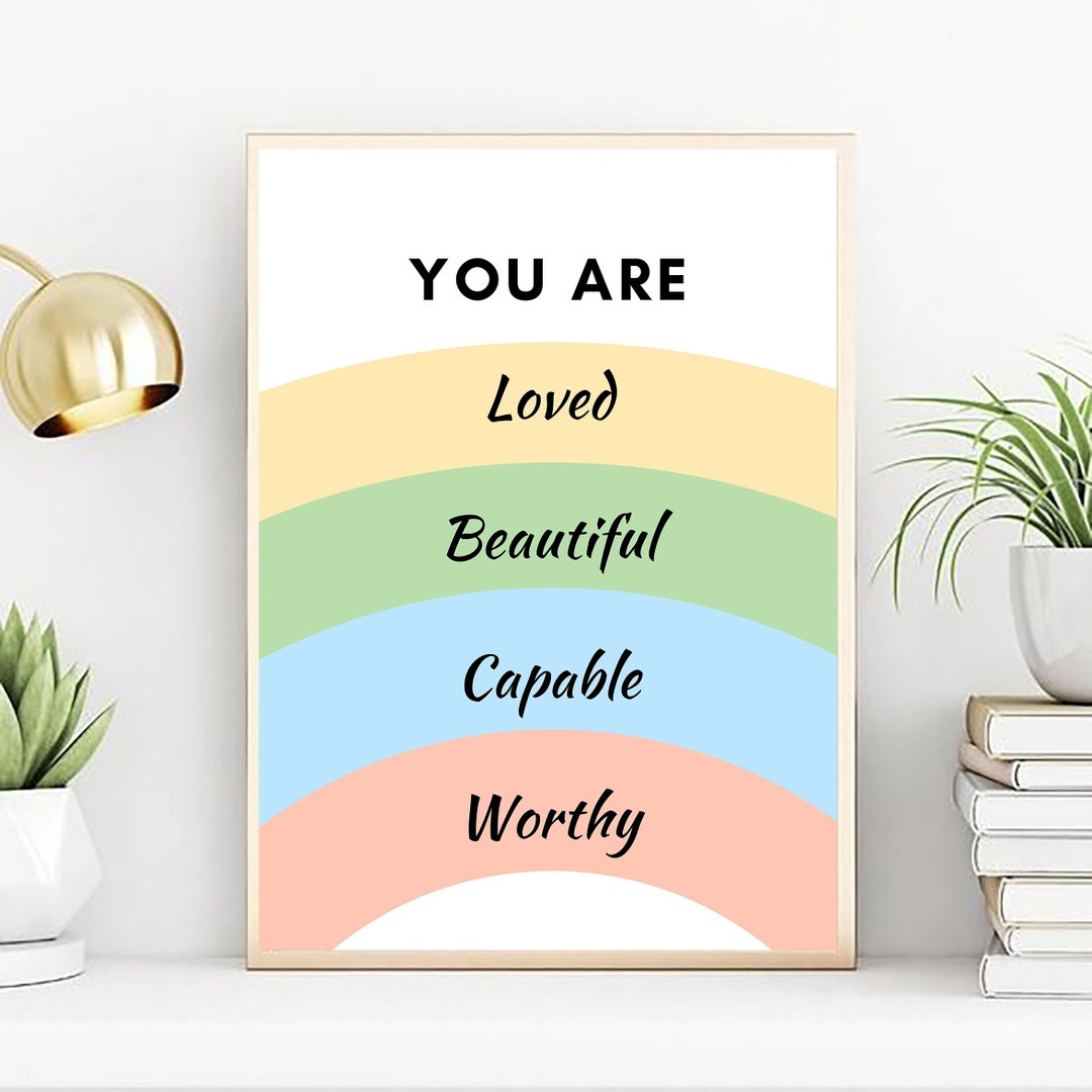 You Are Loved Affirmation Poster Mental Health Print Therapist Office ...