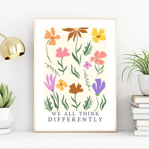 Therapy Office Decor Flower Market Set of 6 Floral Signs Neurodiversity ...